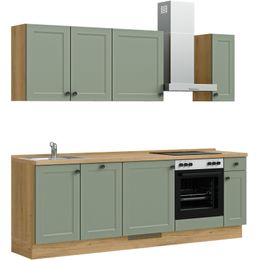 K&uuml;chenzeile Nobilia, B:240,3cm H:216,6cm T:60cm, gr&uuml;n, Komplettk&uuml;chen-Sets, ""Cascada I", NEU: individuell anpassbar mit gratis Profi-Beratung",