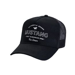 Mustang Herren Baseball Cap ""Taylor"", schwarz, bestickt, Canvas, Baumwolle, Caps, mit gerundetem Schirm, aus Baumwolle