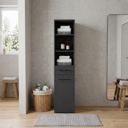 W&auml;scheschrank KOCHSTATION, B:40cm H:187,5cm T:66,6cm, grau, Schr&auml;nke, "KS-Linda", Breite 40 cm, H&ouml;he 187,5 cm,W&auml;schekorb, 25mm starke W&auml;nde