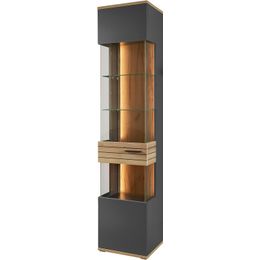 Vitrine, B:45cm H:207,4cm T:40cmanthrazit, SET ONE BY Musterring, Glas, Holzwerkstoff, MDF, Melamin, Wohnzimmer, Schr&auml;nke, "Quincy", Spiegelbildlich
