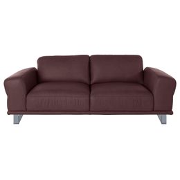 2,5-Sitzer W.Schillig, B:212cm H:78cm T:94cm, braun, Sofas, "montanaa elegant & edel, bequem, Federkernunterfederung", mit Metallkufen in Silber