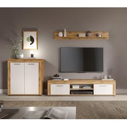 Wohnwand OTTO HOME, B:255cm H:159cm T:40cm, wei&szlig;, Holzwerkstoff, Wohnzimmer, Kastenm&ouml;bel-Sets, "AOSTA, Breite 255cm, 3-teilige Wohn-Kombination",