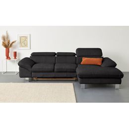 Ecksofa COTTA, B:268cm H:73cm T:169cm, schwarz, LEDER BEEFY (ein abgedecktes Spalt-Rindsleder) im Sitz und R&uuml;cken (Korpus in