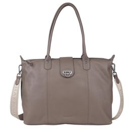 Harbour 2nd Damen Shopper "Malin", braun, Rindsleder, Taschen, Damen Umh&auml;ngetasche, Handtasche, Tragetasche mit Steckverschluss
