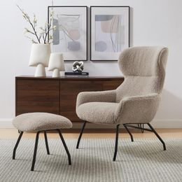 Sessel Salesfever, B:79cm H:103cm T:82cm, grau, Teddyfell (100% Polyester), Metall, Wohnzimmer, Sessel, "Orlando Bequemer Sessel zum Entspannen", mit