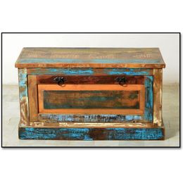 Schuhbank Sit, B:85cm H:45cm T:40cm, bunt, Massivholz, Flur, Sitzb&auml;nke, "RIVERBOAT mit Stauraum aus Altholz im Vintage-Look", Sitzbank mit
