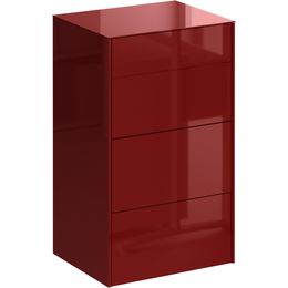 M&auml;usbacher Kommode M&Auml;USBACHER, B:52cm H:89cm T:42cm, rot, Schlafzimmer, Sideboards, Kommode BHT 52/89/42 cm, Push to open, Front+Oberplatte=Glas
