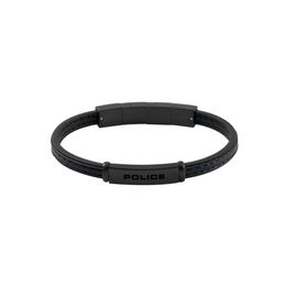 Police Herren Armband "Recall", 22cm, Edelstahl Leder, schwarz, Edelstahl, Leder, Armb&auml;nder