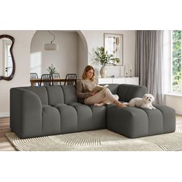 Ecksofa OTTO HOME, B:255cm H:81cm T:177cm, grau, 100% Polyester, Wohnzimmer, Sofas, "TUURE L-Form, Verl&auml;ssliche Qualit&auml;t, moderne Steppung, Breite