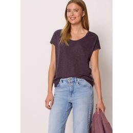 Damen Rundhalsshirt, lila, Gr. 46, STREET ONE STUDIO, unifarben, Web, 50% Baumwolle, 50% Modal, Shirts, Rundhalsausschnitt