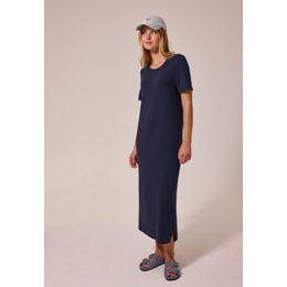 Damen Midikleid, blau, Gr. 46, STREET ONE STUDIO, unifarben, Jersey, 80% Viskose, 16% Polyester, 4% Elasthan, Kleider, in Unifarbe