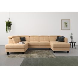 Sit & More Wohnlandschaft SIT & MORE, B:321cm H:85cm T:195cm, braun, Sofas, "Belluci U-Form", Kopfteilverstellung und Federkern, wahlweise mit Schlaffunktion