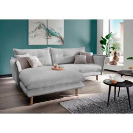 Ecksofa Home Affaire, B:255cm H:94cm T:180cm, grau, 100% Polyester, Wohnzimmer, Sofas, "Lazio, 255 x 180 cm, modern und bequem", zwei verschiedene