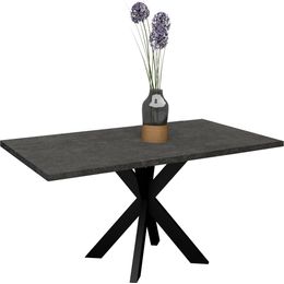 M&auml;usbacher Esstisch M&Auml;USBACHER, B:140cm H:78cm T:90cm, grau, Wohnzimmer, Tische, "Big System Metall", Metallgestell in Stern-Form