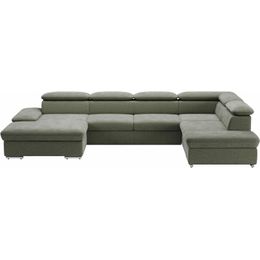 Sit & More Wohnlandschaft SIT & MORE, B:349cm H:73cm T:226cm, braun, 100% Polyester, Sofas, "Valantine U-Form, B: 349 cm", mit Arm- & Kopfteilverstellung,