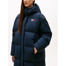 Tommy Jeans Damen Steppmantel "TJW ALASKA GRID DWN MXI COAT EXT", blau, Gr. XXL, unifarben, Web, Obermaterial: 100% Polyester, M&auml;ntel