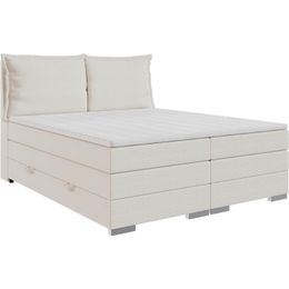 Boxspringbett FORTE, B:150cm L:224cmhellbeige, Der Bezugsstoff Baltimore aus 100% Polyester ist ein moderner Strukturstoff mit weicher Oberfl&auml;che und