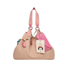 Damen Shopper "Fritzi x Frida Kahlo", Fritzi aus Preussen, beige, 55% Baumwolle, 45% Polyester, gemustert, Taschen, mit All-Over-Print