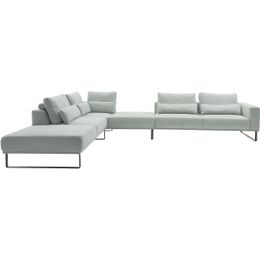 Ecksofa Musterring, B:398cm H:88cm T:290cm, grau, 85% Polyester, 15% Viskose, Wohnzimmer, Sofas, "JustB PM100 bequem, modern, elegant und viel Platz,