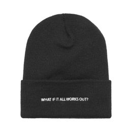 MisterTee Herren Beanie "MisterTee What If Wooly Combed Cap", schwarz, 63% Polyester, 34% Baumwolle, 3% Elasthan, M&uuml;tzen
