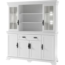 Buffet OTTO HOME, B:168cm H:195cm T:46cm, wei&szlig;, FSC-zertifizierter Holzwerkstoff, K&uuml;che, Schr&auml;nke, "Royal, Hochschrank im Landhausstil, eleganter