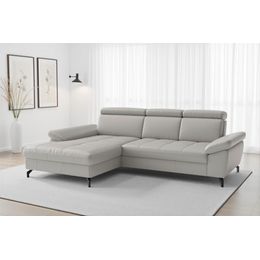 Sit & More Ecksofa SIT & MORE, B:264cm H:84cm T:181cm, grau, Wohnzimmer, Sofas, "Vanity L-Form, B: 264 cm, Leder", Inkl.Sitz-,Kopf-und Armteilverstellung