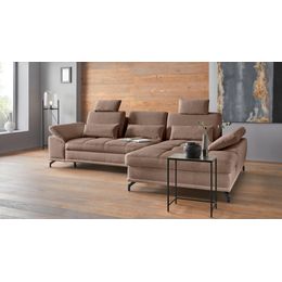 Ecksofa OTTO HOME, B:301cm H:89cm T:176cm, braun, 100% Polyester;Samtoptik (100% Polyester), Wohnzimmer, Sofas, "Costello L-Form, B: 301cm,