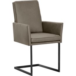 K+w Komfort & Wohnen Armlehnstuhl, B:55cm H:96cm T:64cm, gr&uuml;n, K+W KOMFORT & WOHNEN, Esszimmer, St&uuml;hle, "Kansas", stabiles Hochkantrohr, Untergestell in Edelstahloptik