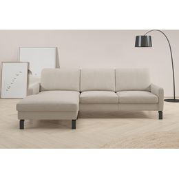 Ecksofa Home Affaire, B:244cm H:86cm T:164cm, beige, 100% Polyester, Wohnzimmer, Sofas, inkl. saugroboterfreundliche H&ouml;he & schmale Armlehnen