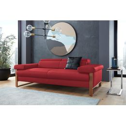 2-Sitzer W.Schillig, B:210cm H:71cm T:106cm, rot, Flachgewebe S22 (100% Polyester);Stoff S37 (100% Polyester);Longlife Xtra-Leder Z59: Glattleder mit