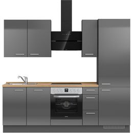 K&uuml;chenzeile Nobilia, B:240,3cm H:216,6cm T:60cm, grau, Komplettk&uuml;chen-Sets, ""Flash II", NEU: individuell anpassbar mit gratis Profi-Beratung",