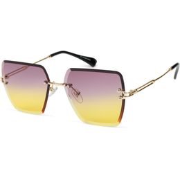styleBREAKER Damen Sonnenbrille "Rahmenlose Rechteckige Sonnenbrille mit Diamant Schliff", lila, Modisch, Sonnenbrillen