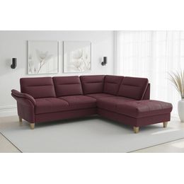 Sit & More Ecksofa SIT & MORE, B:218cm H:90cm T:212cm, rot, 100% Polyester, Wohnzimmer, Sofas, "Pamela, B: 218 cm, L-Form, wahlweise mit Schlaffunktion und