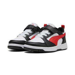 Puma M&auml;dchen Sneaker "REBOUND V6 LO AC+ PS", Gr. 28, rot, Synthetik, Schuhe, kn&ouml;chelhoher Schnitt, mit Klettverschluss, mit Gummilaufsohle