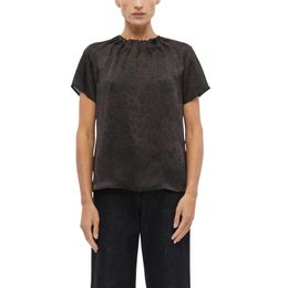 Damen Kurzarmbluse, braun, Gr. 38, s.Oliver BLACK LABEL, bedruckt, Web, Obermaterial: 100% Polyester, Blusen, Sommerbluse mit Animal-Print