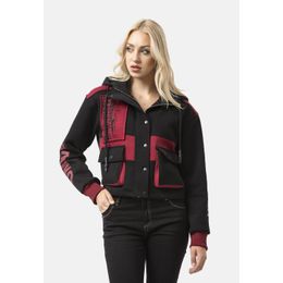 Cipo & Baxx CIPO & BAXX Damen Sweatjacke "Sweatjacke", schwarz, Gr. L, bedruckt, 70% Baumwolle, 30% Polyester, Sweatjacken, Kapuze mit Kordelzug
