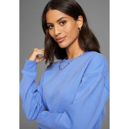Laura Scott Damen Sweatshirt, blau, Basic, Gr. 40, unifarben, angeraute Sweatware, Obermaterial: 80% Baumwolle, 20% Polyester, Sweatshirts, Cropped