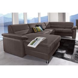 Sit & More Wohnlandschaft SIT & MORE, B:312cm H:85cm T:204cm, braun, NaturLeder in Sitz und R&uuml;cken, Korpus ist mit passendem Kunstleder