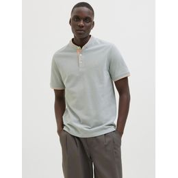 Jack & Jones JACK & JONES Herren Kurzarmshirt "PAULOS MAO POLO", gr&uuml;n, Gr. S, unifarben, Piqu&eacute;, Obermaterial: 100% Baumwolle, Shirts, mit kontrastfarbiger Kante