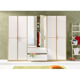 Kleiderschrank Rauch, B:271cm H:210cm T:54cm, wei&szlig;, Holzwerkstoff, Kinderzimmer, Schr&auml;nke, "Schrank Dreht&uuml;renschrank Garderobe Ankleide Schlafzimmer