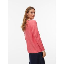 V&eacute;ro Moda VERO MODA Damen V-Ausschnitt-Pullover "VMCREWLEFILE LS V-NECK BLOUSE NOOS", rosa, Gr. M, meliert, Strick, Obermaterial: 70% Polyacryl, 27% Nylon, 3%