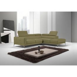 Ecksofa Egoitaliano, B:268cm H:97cm T:226cm, gr&uuml;n, Luxus-Microfaser (100% Polyester) Leder &raquo;BULL&laquo; (echtes Rindsleder). Geschliffenes, pigmentiertes