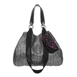 Damen Shopper "Izzy Medium Limited Painted Straw", Fritzi aus Preussen, schwarz-wei&szlig;, 100% Polypropylen, unifarben mit Farbeinsatz, Taschen, im