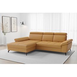 Sit & More Ecksofa SIT & MORE, B:264cm H:84cm T:181cm, beige, Wohnzimmer, Sofas, "Vanity L-Form, B: 264 cm, Leder", Inkl.Sitz-,Kopf-und Armteilverstellung