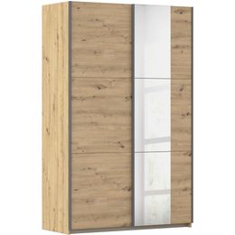 Schwebet&uuml;renschrank Rauch, B:131cm H:210cm T:59cm, braun, Holzwerkstoff, Schr&auml;nke, "Kleiderschrank Dreht&uuml;renschrank Schrank Garderobe KRONACH",