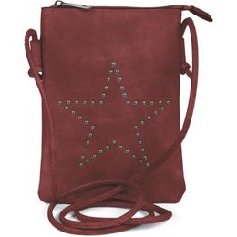 styleBREAKER Damen Mini Bag "Mini Umh&auml;ngetasche mit Nieten Stern", rot, 100% Polyurethan PU. Futter: 100% Polyester PES., unifarben, Taschen