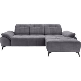 Ecksofa Home Affaire, B:255cm H:94cm, grau, 93% Polyester, 7% Polyamid, Wohnzimmer, Sofas, "Fiore modern und bequem, schmale Armlehnen, tolle