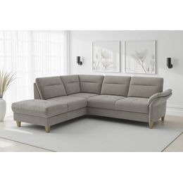 Sit & More Ecksofa SIT & MORE, B:218cm H:90cm T:212cm, beige, 100% Polyester, Wohnzimmer, Sofas, "Pamela, B: 218 cm, L-Form, wahlweise mit Schlaffunktion und