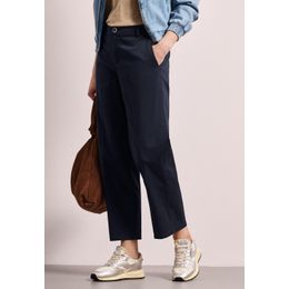 Street One Damen Chinohose, blau, Gr. 32, unifarben, Web, 97% Baumwolle, 3% Elasthan, Hosen, Middle Waist