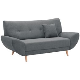 2-Sitzer Home Affaire, B:174cm H:80cm T:82cm, grau, (100% Polyester) Struktur fein (100% Polyester) Chenille, Sofas, "Basta, komfortable